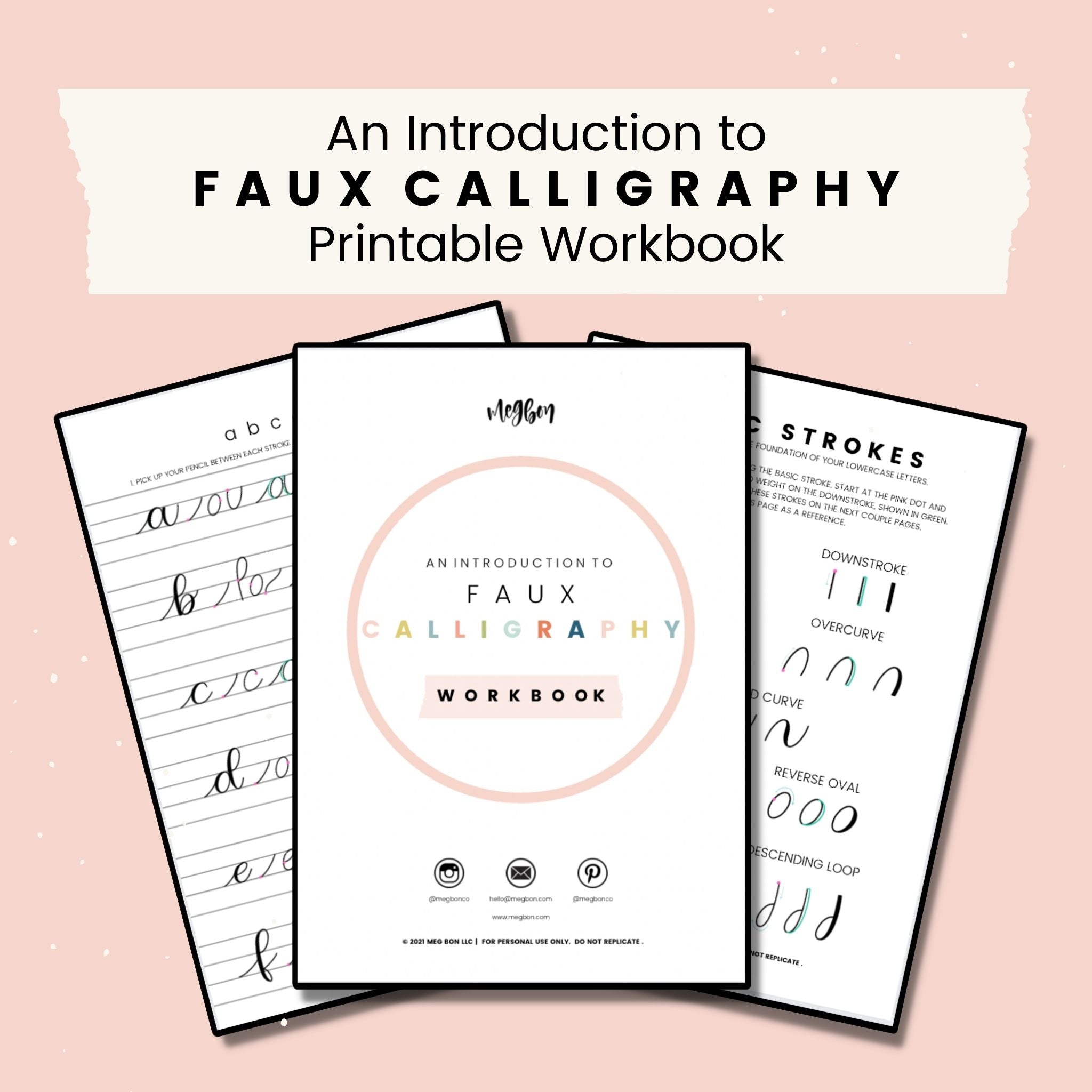 An Introduction to Faux Calligraphy Workbook | Lowercase Letters – MEG ...